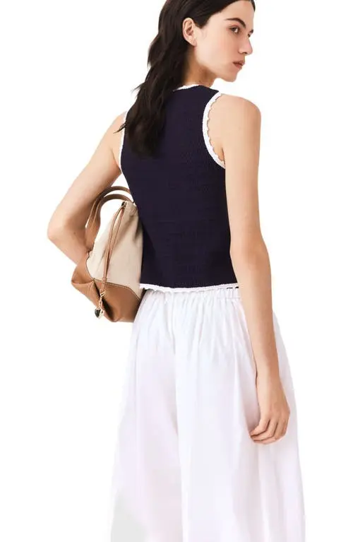 Maje Knit Top With Crochet Trim