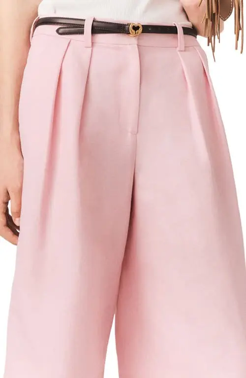 Maje Pleated Linen Blend Bermuda Shorts - Pink