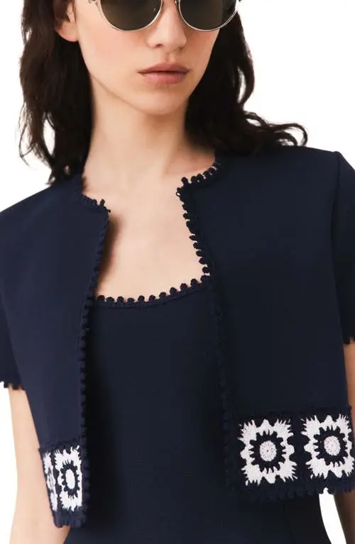 Maje Cardigan With Crochet Panels