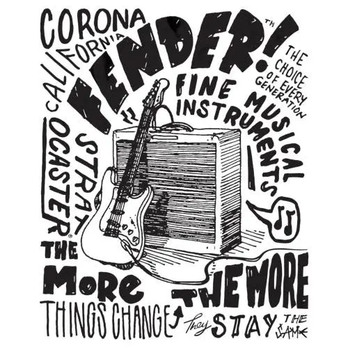 FENDER Sketch Poster Short Sleeve Graphic T-shirt