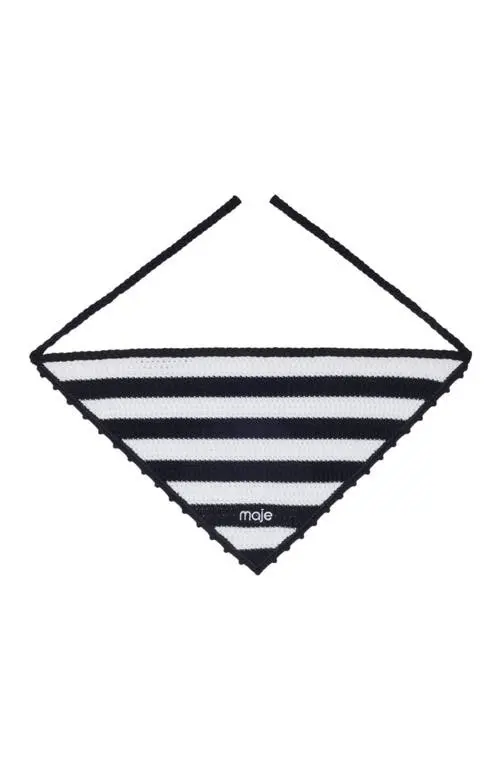 Maje Striped Knit Triangle With Scalloped Edge - White/navy