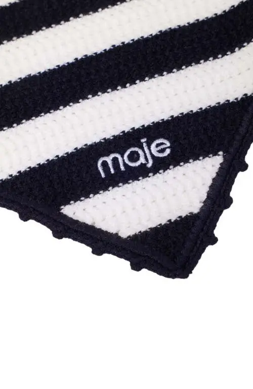 Maje Striped Knit Triangle With Scalloped Edge