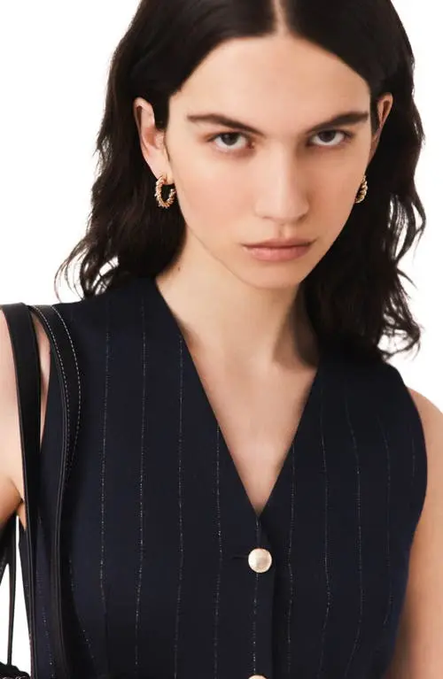 Maje Twisted Rhinestone Hoop Earrings - Gold