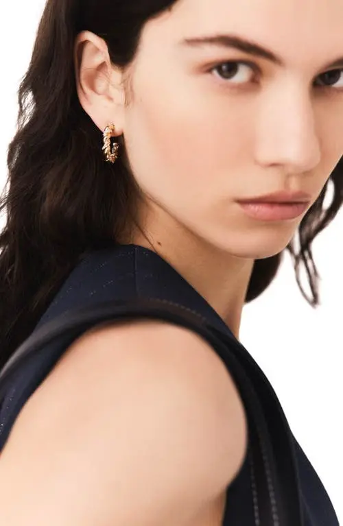 Maje Twisted Rhinestone Hoop Earrings - Gold