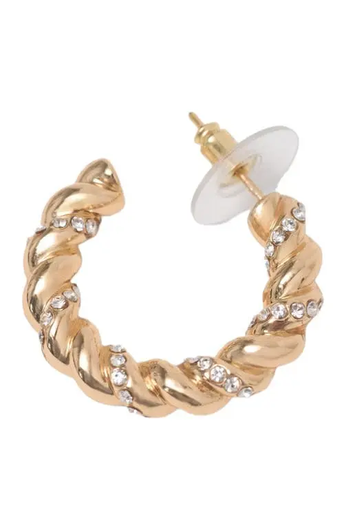 Maje Twisted Rhinestone Hoop Earrings - Gold