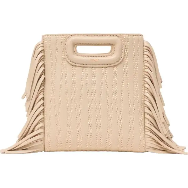 Maje Topstitched Leather Mini M Bag