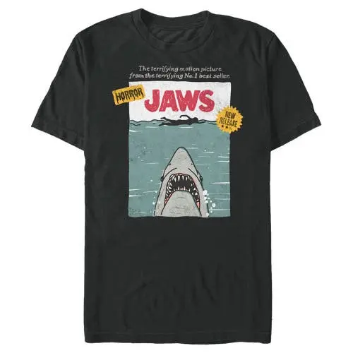 JAWS Classic Poster Sketch Short Sleeve Graphic T-shirt - Black