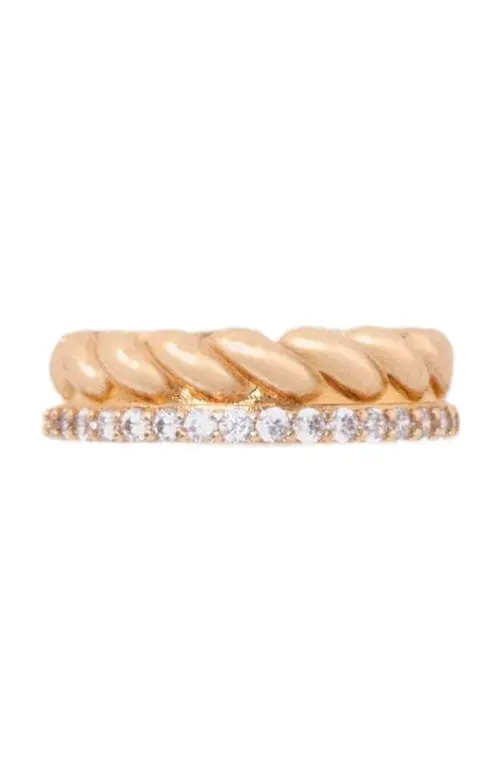 Maje Twisted Rhinestone Ring - Gold
