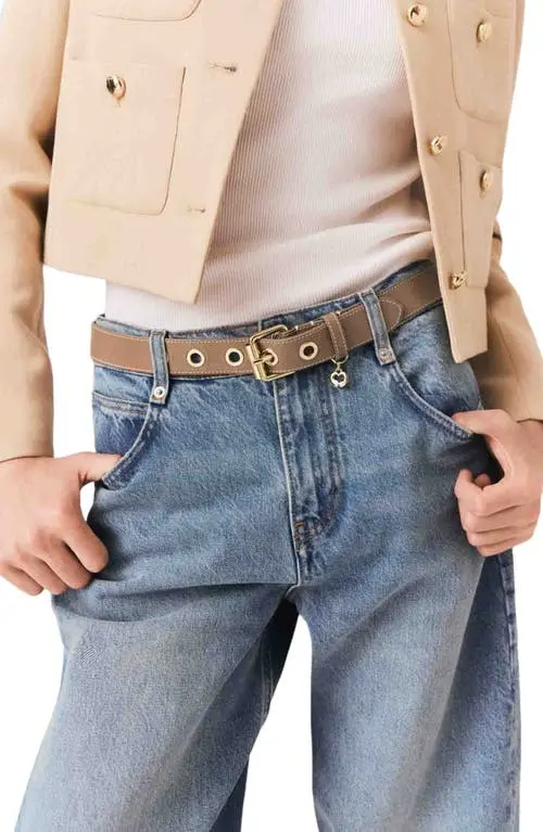 Maje Leather Belt With Miss M Buckle - Moka