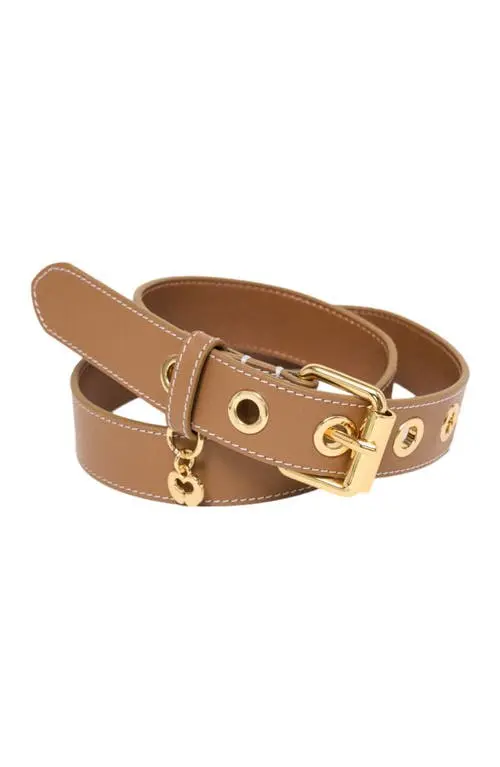 Maje Leather Belt With Miss M Buckle - Moka