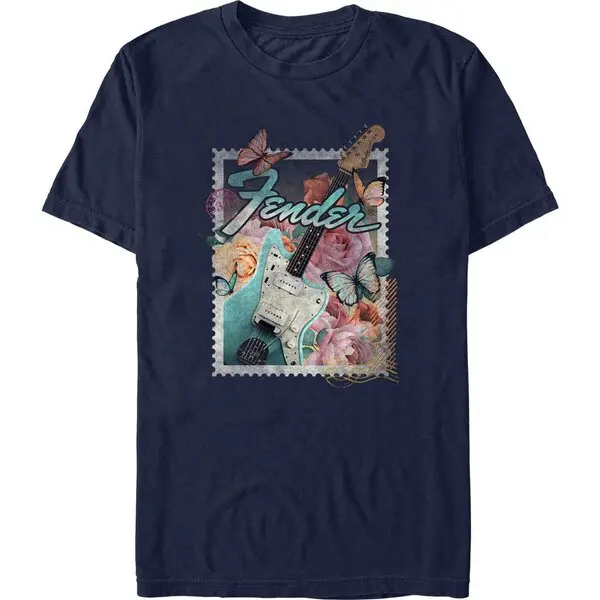 FENDER Stamp Electric Guitar Short Sleeve Graphic T-shirt - Navy Blue