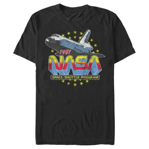 NASA 1981 Retro Stars Graphic T-shirt - Black