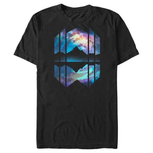 LOST GODS Geometric Northern Lights Reflection Graphic T-shirt - Black