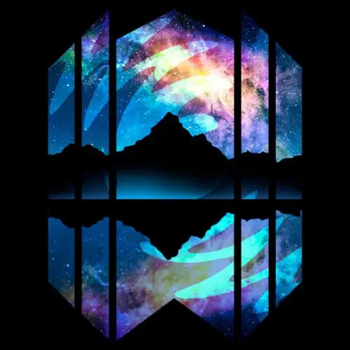 LOST GODS Geometric Northern Lights Reflection Graphic T-shirt