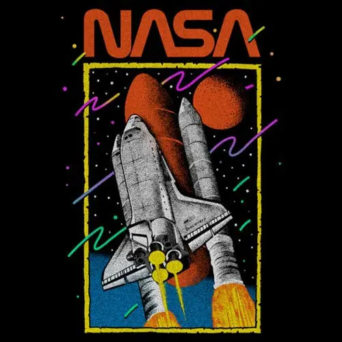 NASA Rocket Retro Logo Graphic T-shirt