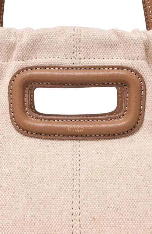 Maje Milpli Canvas And Leather Tote Bag - Moka/white