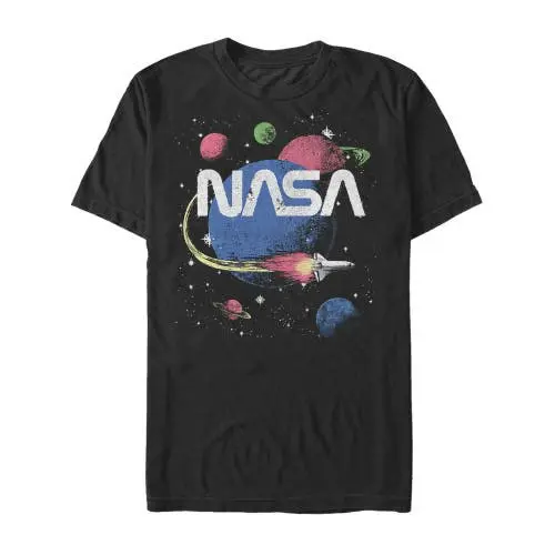 NASA Retro Planet Road Trip Graphic T-shirt - Black