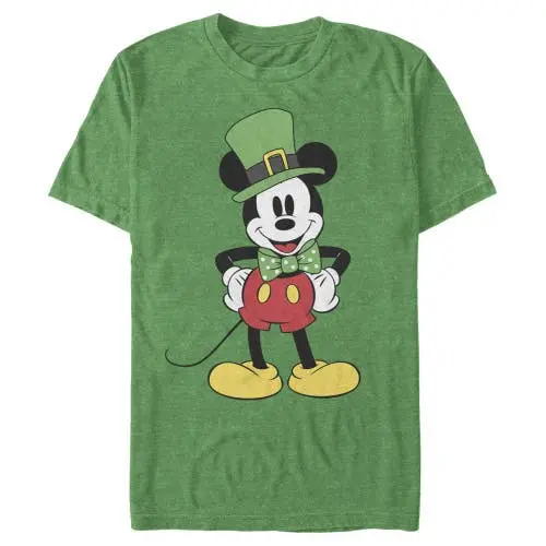 MICKEY & FRIENDS Mickey Mouse St. Patrick's Day Lucky Cartoon Graphic T-shirt - Kelly Heather