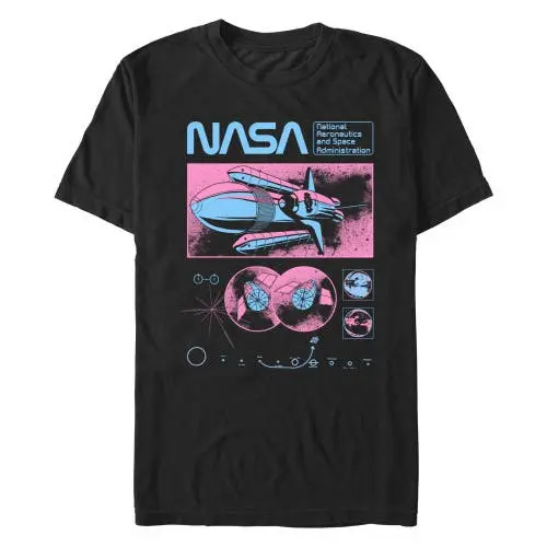 NASA Rocket Retro Poster Short Sleeve Graphic T-shirt - Black