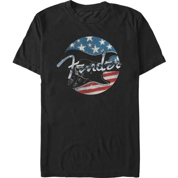 FENDER Distressed Black And White Flag Graphic T-shirt