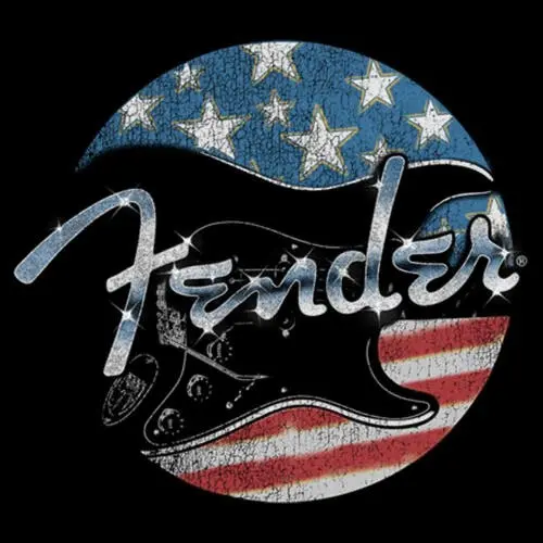 FENDER Distressed Black And White Flag Graphic T-shirt