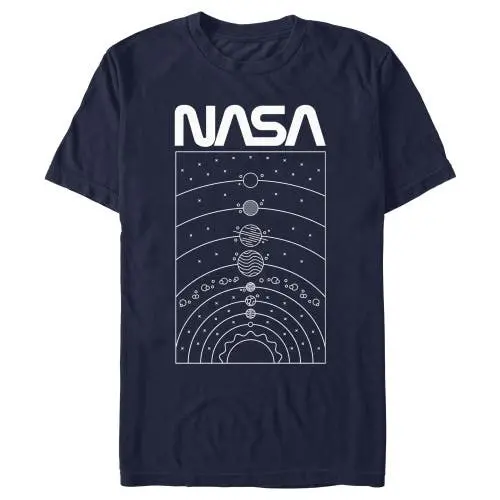 NASA Solar System Outline Poster Short Sleeve Graphic T-shirt - Navy Blue