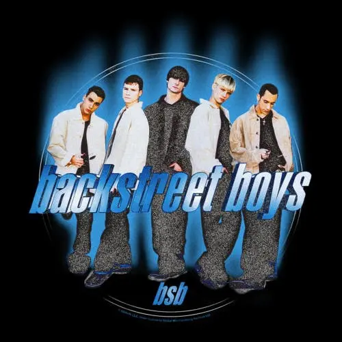 BACKSTREET BOYS Blue Glowing Circle Graphic T-shirt