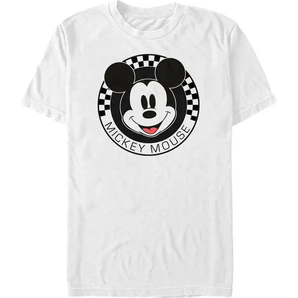 MICKEY & FRIENDS Checkered Mickey Mouse Portrait Short Sleeve Graphic T-shirt