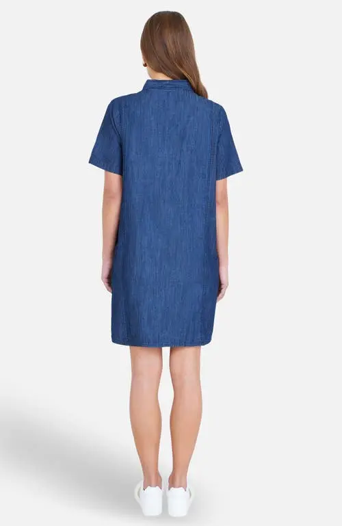 YUMI Chambray Tunic With Pussy Bow Tie