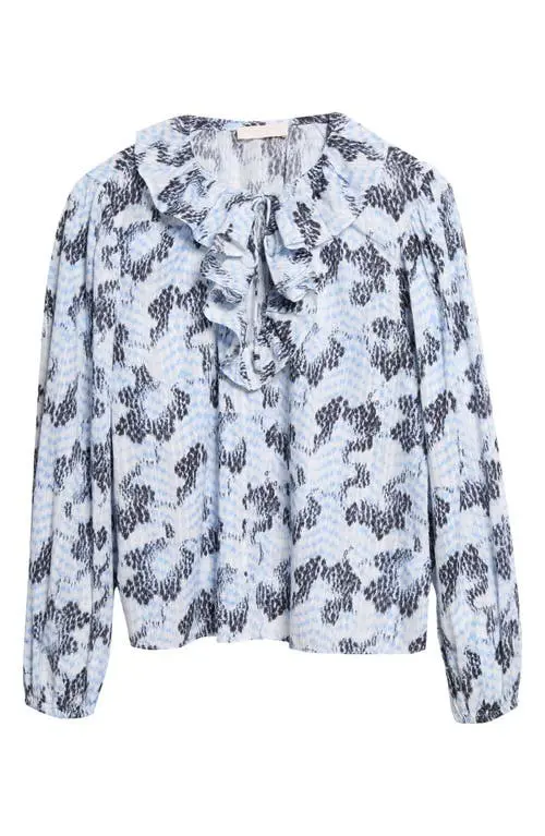 Ulla Johnson Siena Abstract Print Ruffle Collar Top