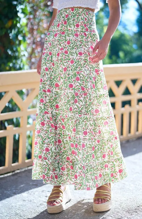 YUMI Boho Print Cotton Floral Maxi Skirt