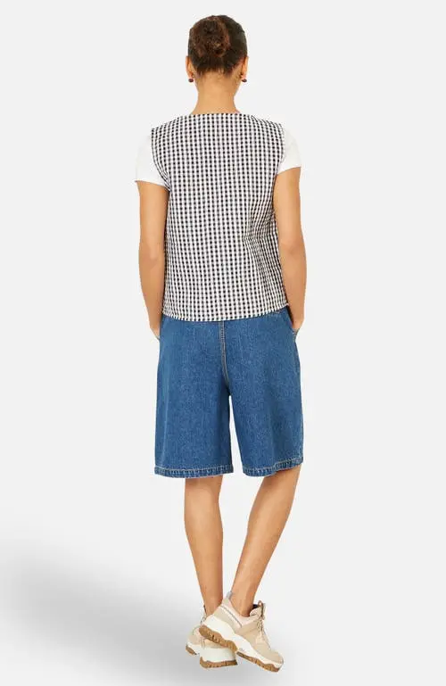 YUMI Gingham Reversible Cotton Tie Waistcoat
