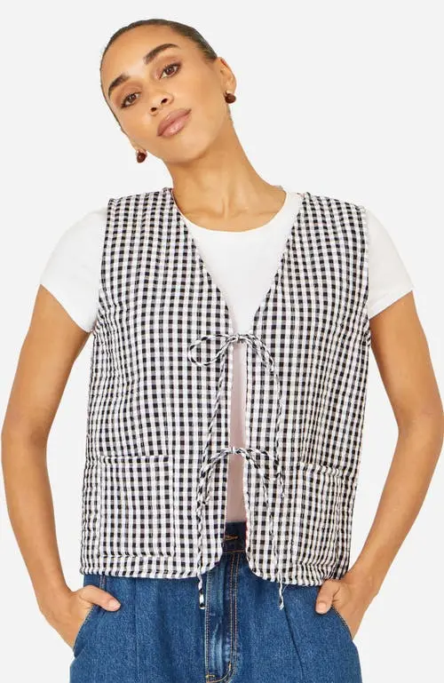 YUMI Gingham Reversible Cotton Tie Waistcoat