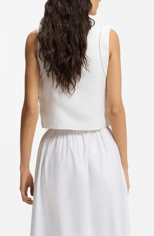 Hugo Boss Embroidered Ramie Vest With Lace Trim - Soft Cream