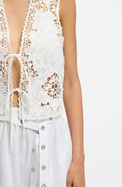 Hugo Boss Embroidered Ramie Vest With Lace Trim - Soft Cream