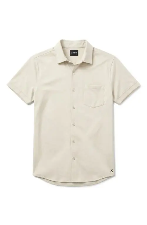 CUTS Ao Curved Hem Short Sleeve Button-up Shirt - Ivory