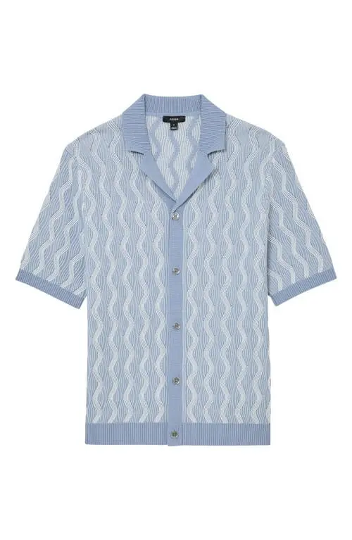 REISS Johnny Wave Knit Cotton Camp Shirt