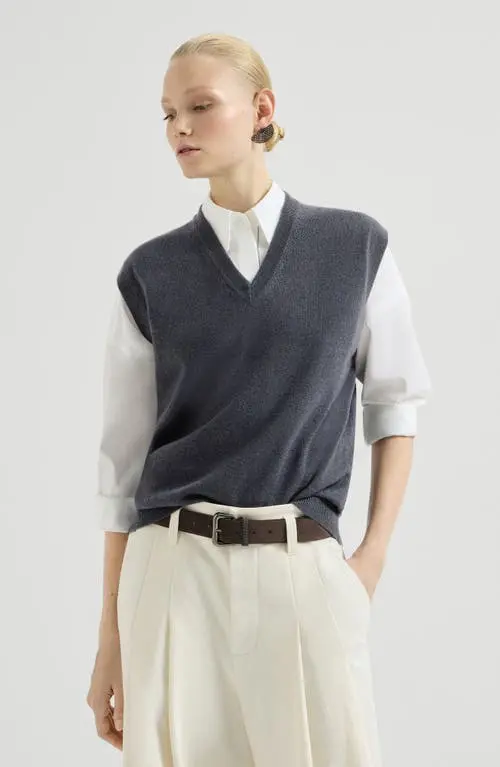 Brunello Cucinelli Cashmere Knit Vest - Blue
