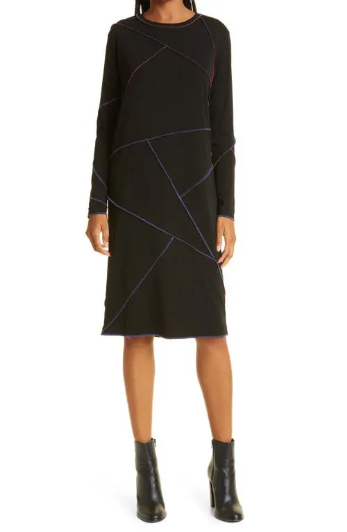 Nicole Miller Long Sleeve Matte Jersey Dress - Black