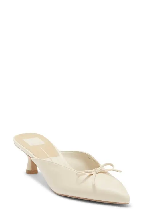 Dolce Vita Cleo Pointed Toe Kitten Heel Mule - Bone Leather