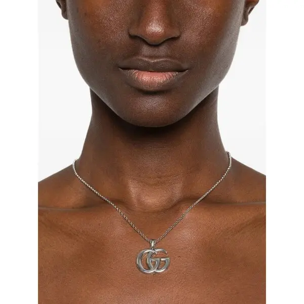 Gucci Tone Double G Pendant Necklace