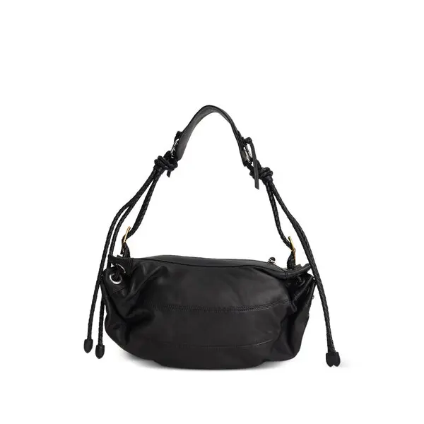 Isabel Marant Étoile Leather Gathered Shoulder Bag With Braided Strap - Black