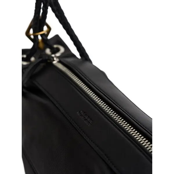 Isabel Marant Étoile Leather Gathered Shoulder Bag With Braided Strap - Black