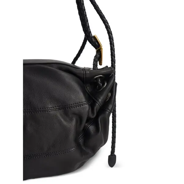 Isabel Marant Étoile Leather Gathered Shoulder Bag With Braided Strap - Black