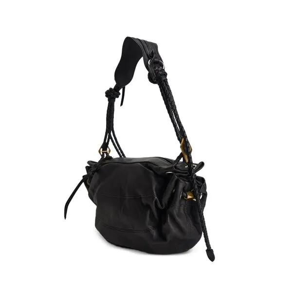 Isabel Marant Étoile Leather Gathered Shoulder Bag With Braided Strap - Black