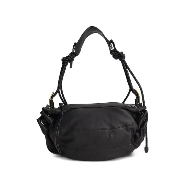 Isabel Marant Étoile Leather Gathered Shoulder Bag With Braided Strap - Black
