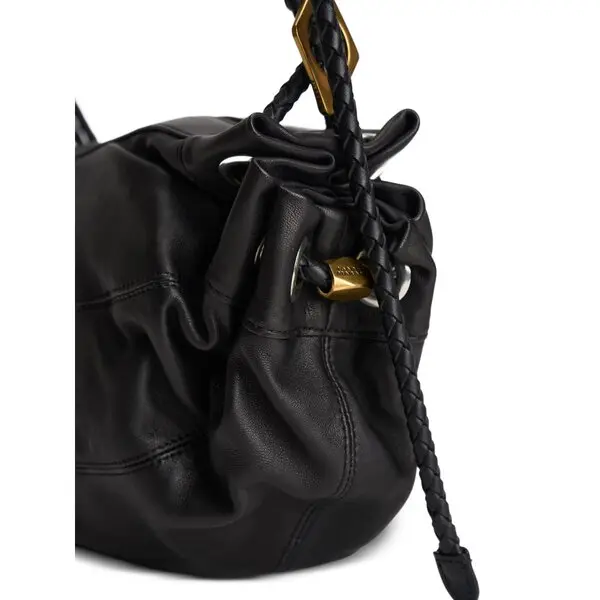 Isabel Marant Étoile Leather Gathered Shoulder Bag With Braided Strap - Black