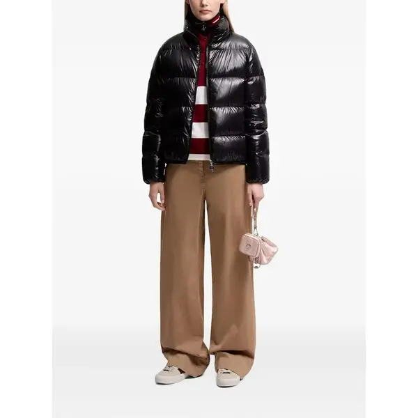 Moncler Padded High Neck Zip Up Jacket - Black