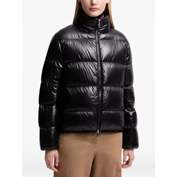 Moncler Padded High Neck Zip Up Jacket - Black