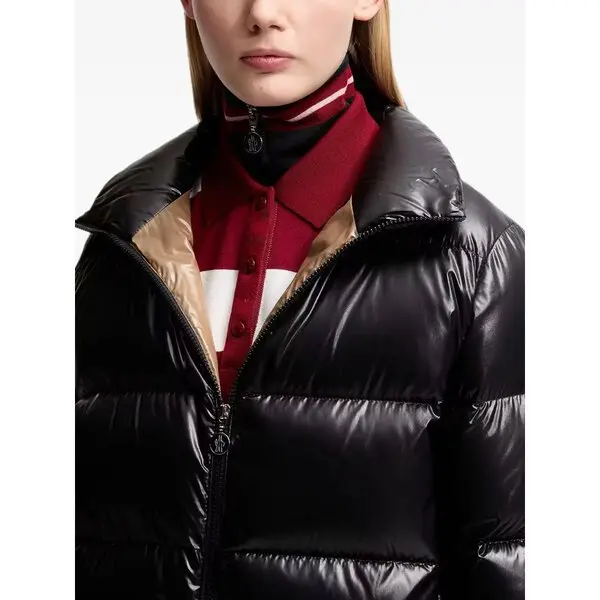Moncler Padded High Neck Zip Up Jacket - Black